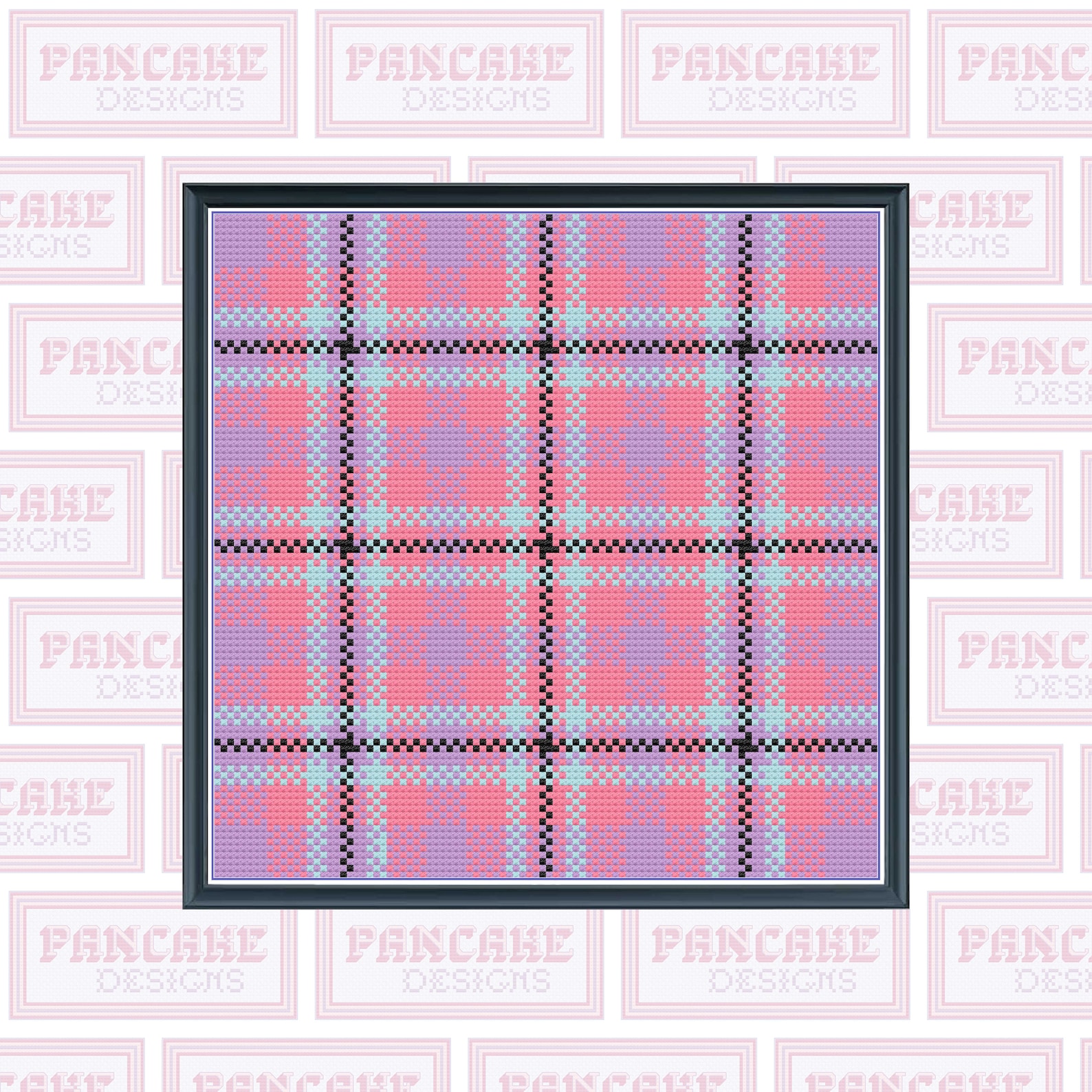 Lilac Scottish Tartan, PDF Cross Stitch Pattern, Pastel Wall Art ...