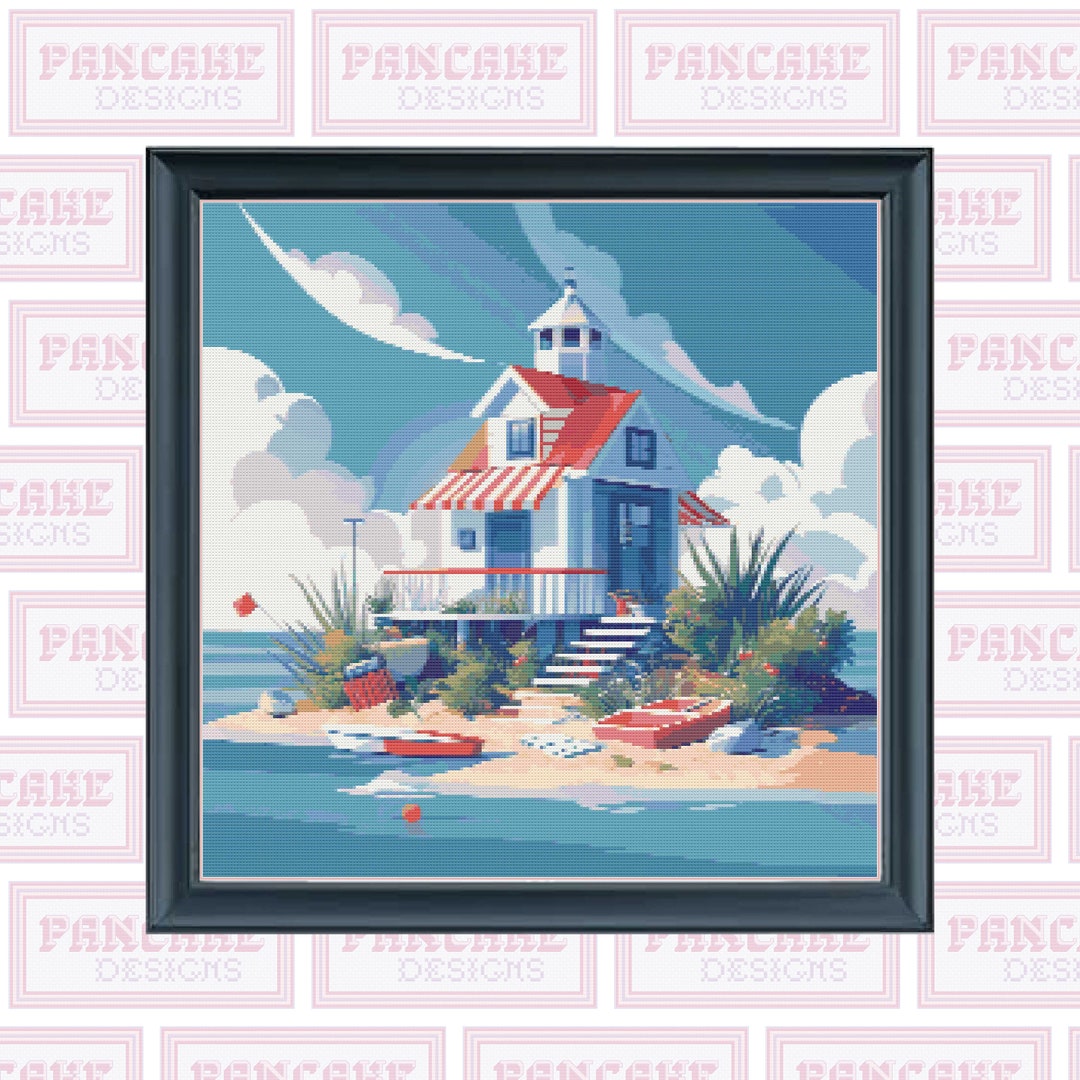 Summer Beach House, PDF Cross Stitch Pattern, USA Beach, Outer Banks ...