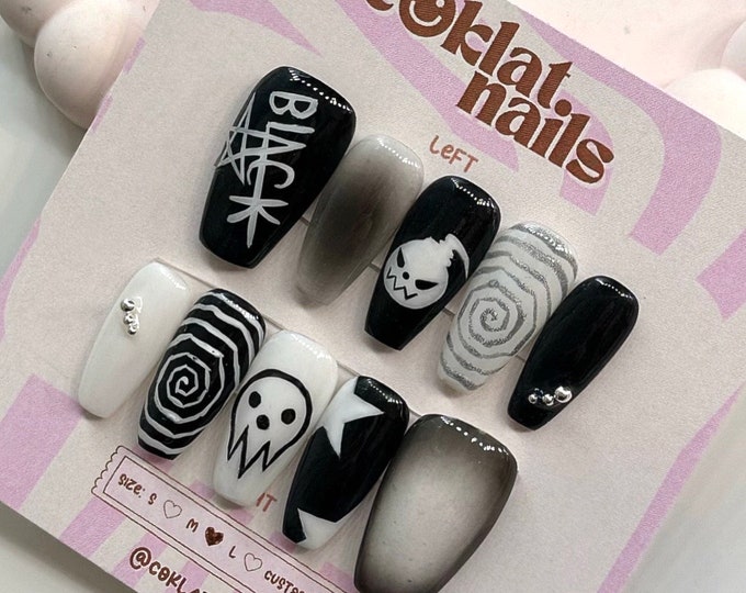 Soul Eater Press on Nails - Ballerina Nails - Y2K - Nails - Etsy