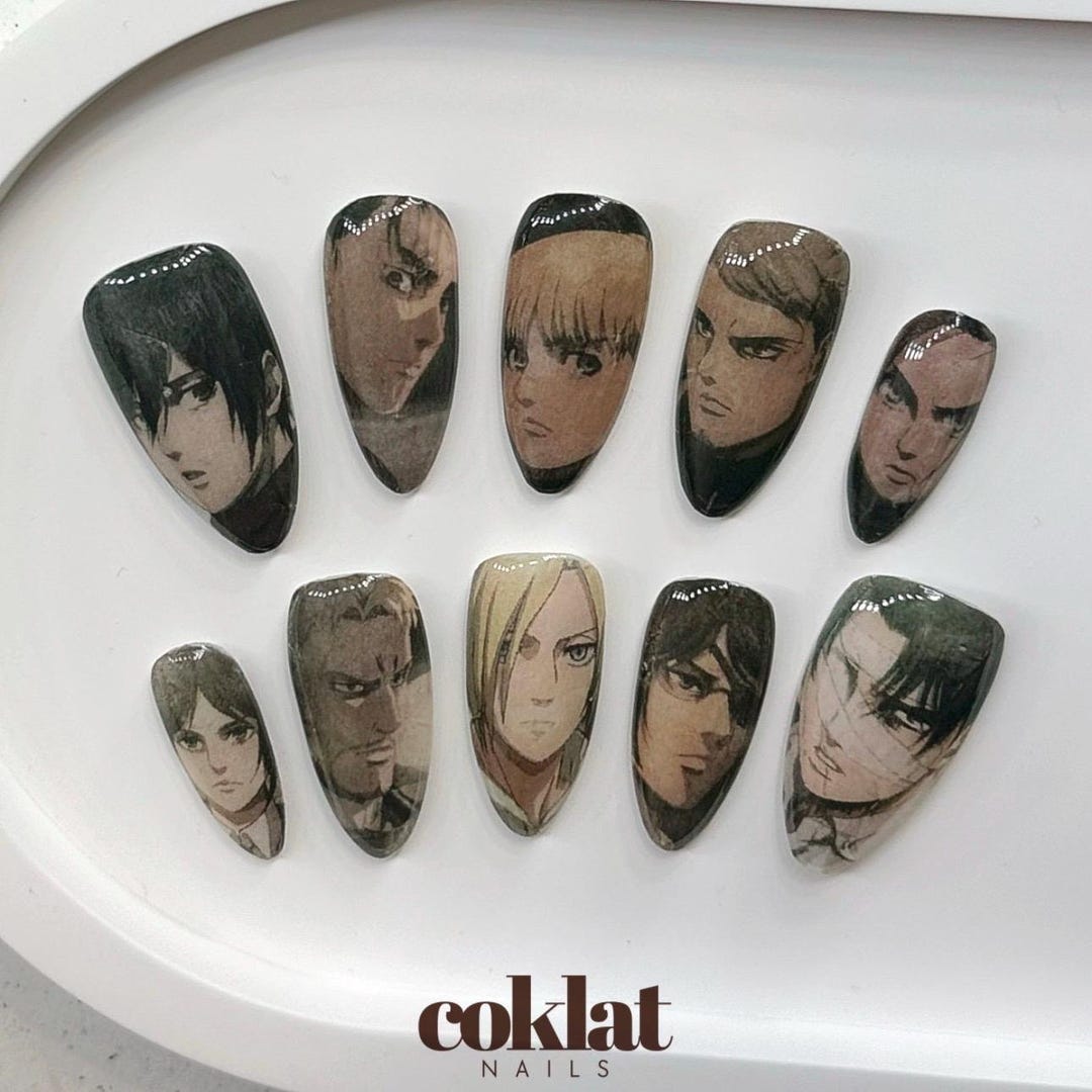 AOT Nails - Attack on Titan - Almond Nails - Anime Nail - Press on ...