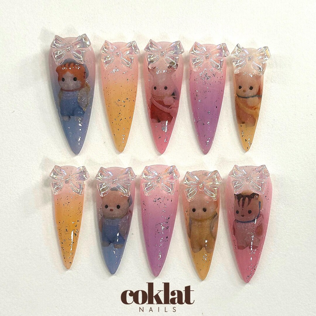 Calico Critters Press on Nails - Stiletto Nails - Nails - Cute Nails ...