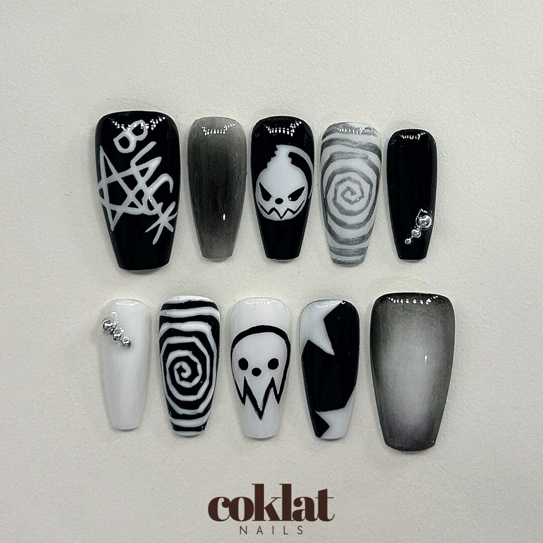 Soul Eater Press on Nails - Ballerina Nails - Y2K - Nails - Etsy