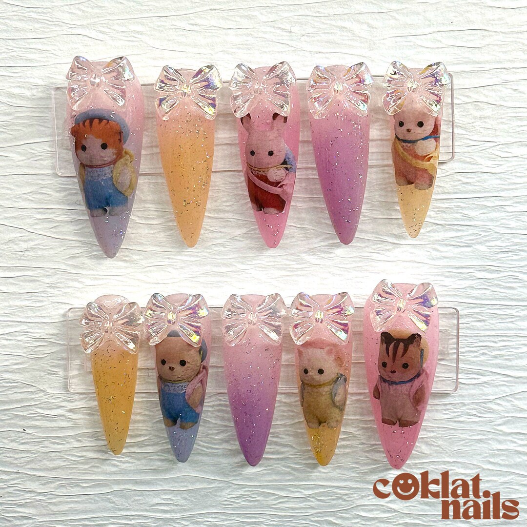 Calico Critters Press on Nails - Stiletto Nails - Nails - Cute Nails ...