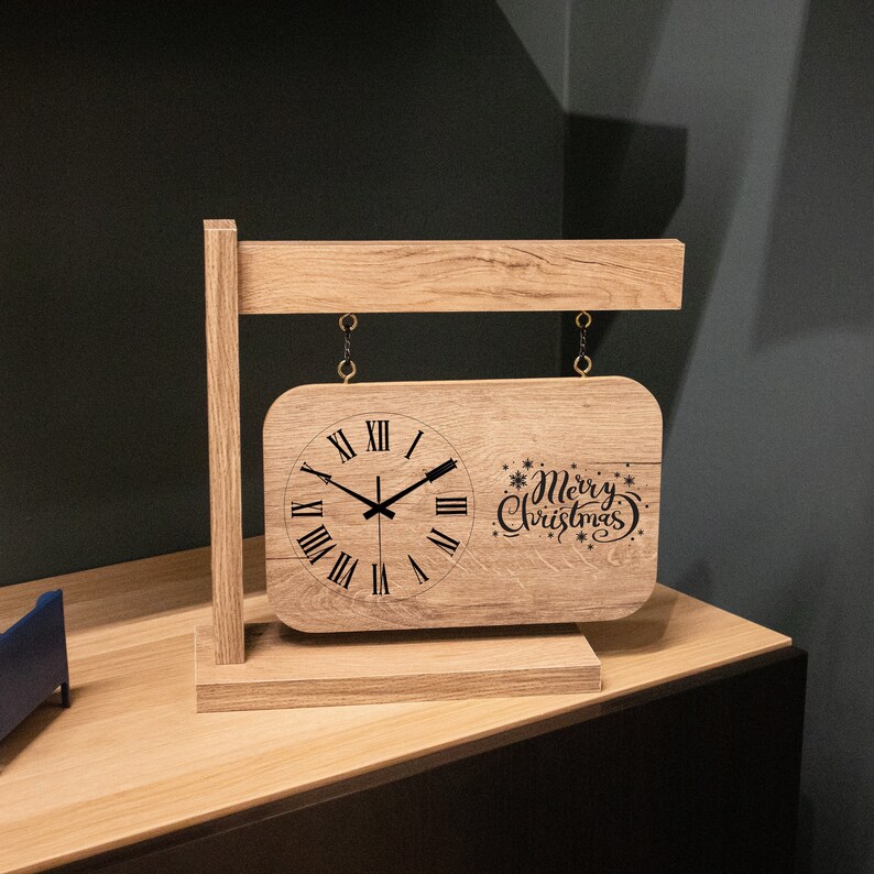 Christmas Gifts, Personalized Desk Clock, Custom Desk Clock, Wood Desk ...