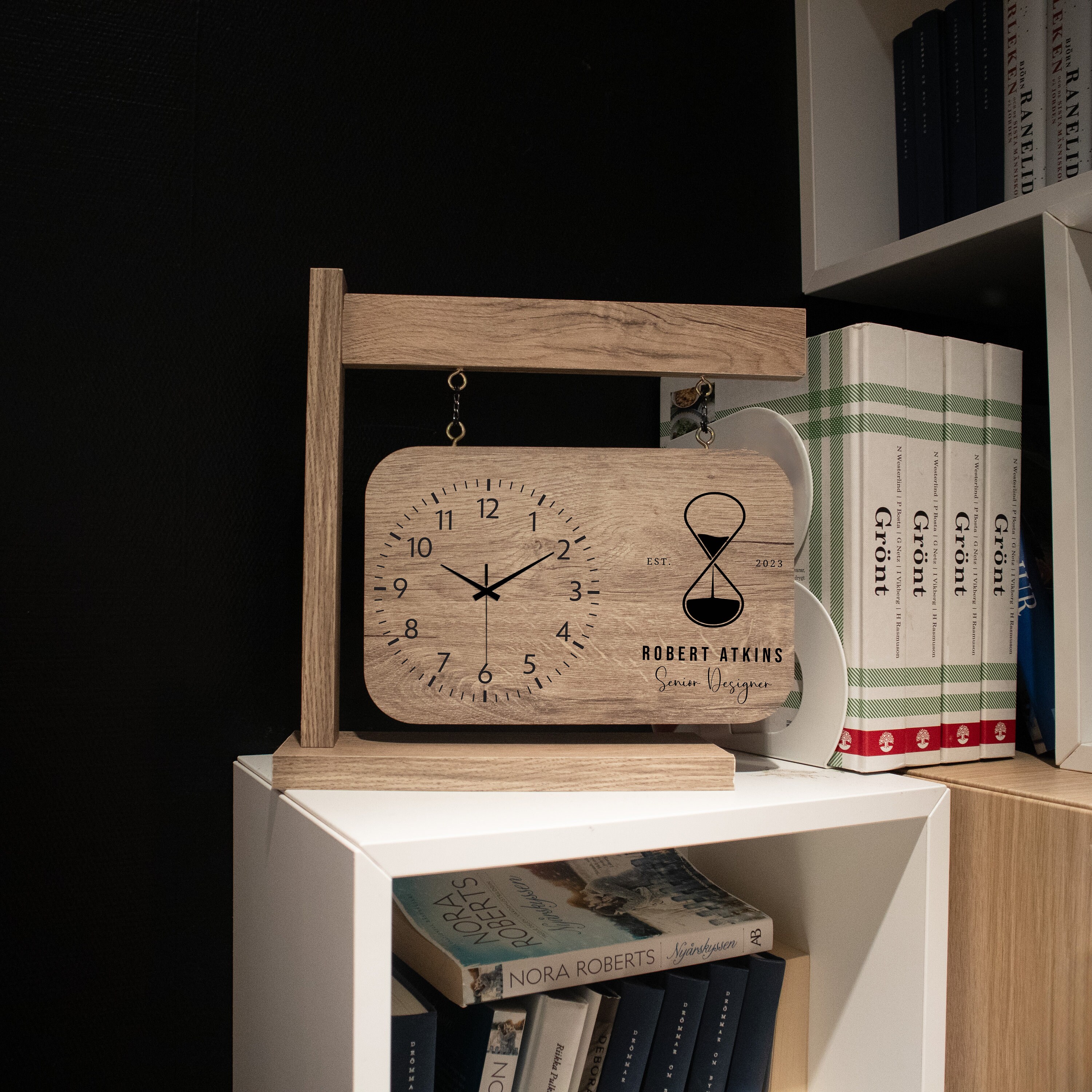 Custom Wood Desk Clock, Personalized Clock, Wood Desk Clock, Modern ...