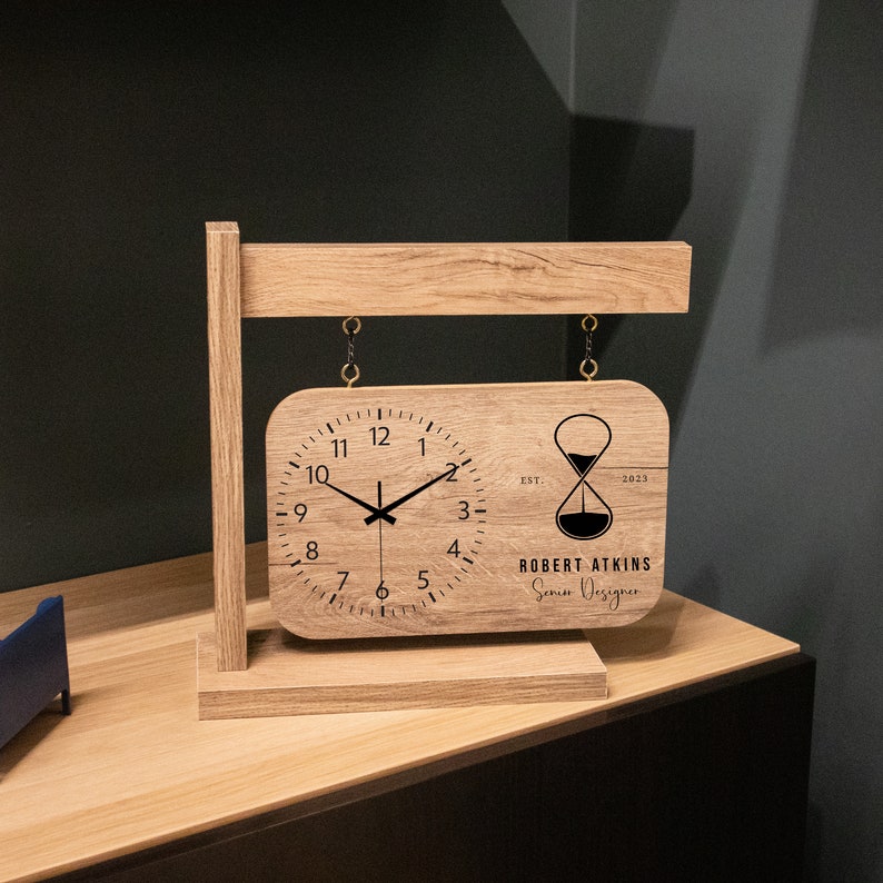 Custom Wood Desk Clock, Personalized Clock, Wood Desk Clock, Modern ...