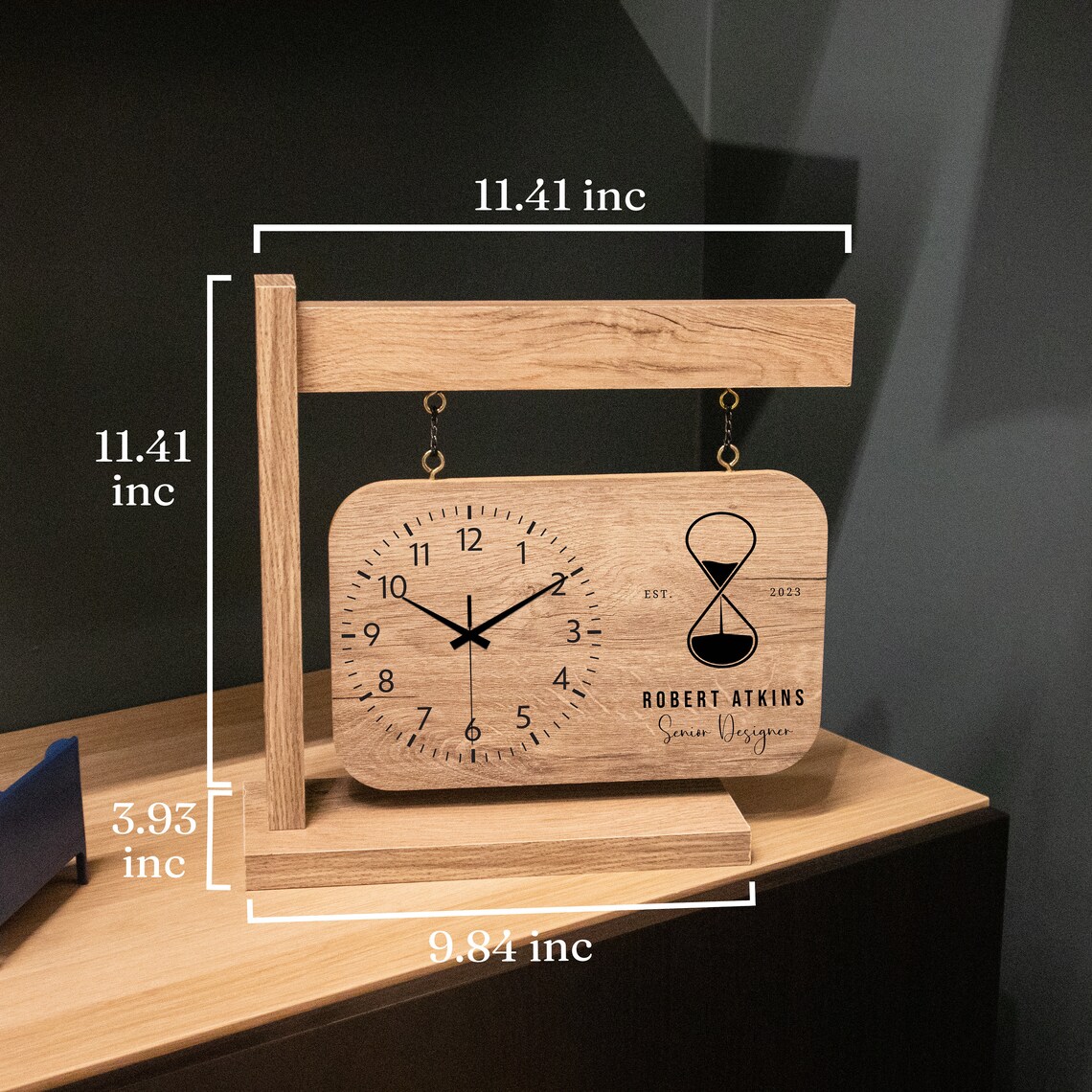 Custom Wood Desk Clock, Personalized Clock, Wood Desk Clock, Modern ...