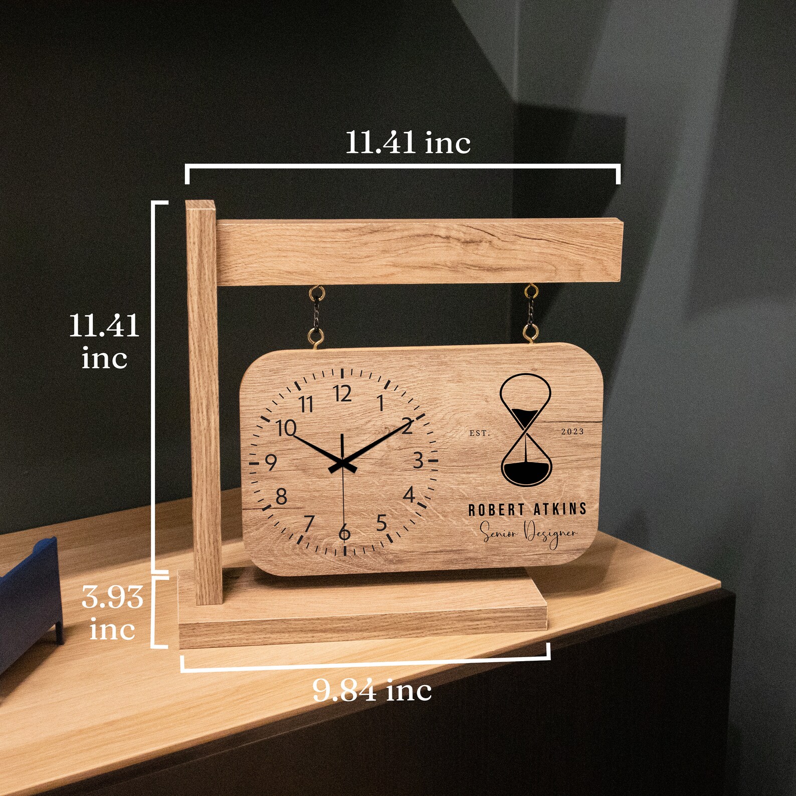 Custom Wood Desk Clock, Personalized Clock, Wood Desk Clock, Modern ...