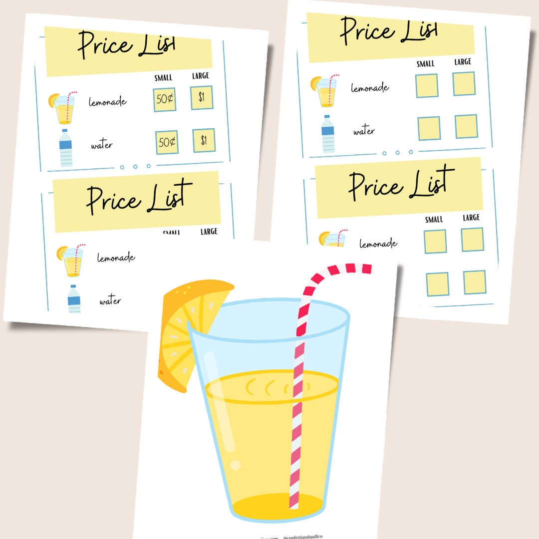 Lemonade Stand Printable Bundle Kids Can Start Their Own Business - Etsy
