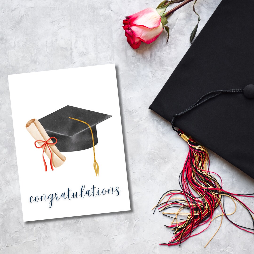 Congratulations Cap & Diploma Graduation Printable Greeting Card - Etsy