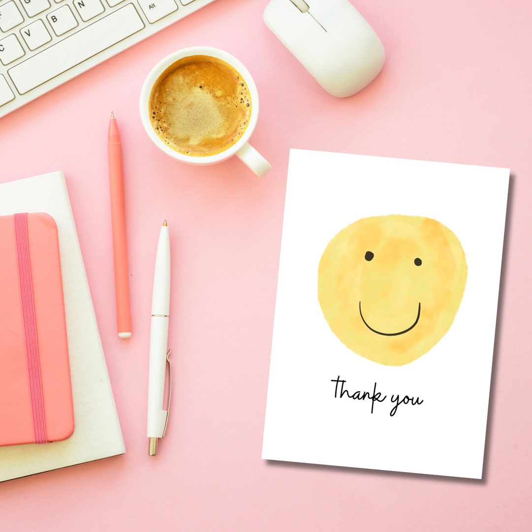 Smiley Face Thank You Printable Greeting Card - Etsy Australia