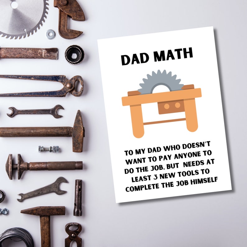 Dad Math New Tools Fathers Day Printable Greeting Card - Etsy