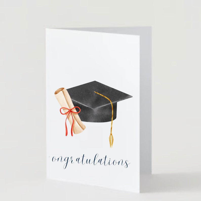 Congratulations Cap & Diploma Graduation Printable Greeting Card - Etsy