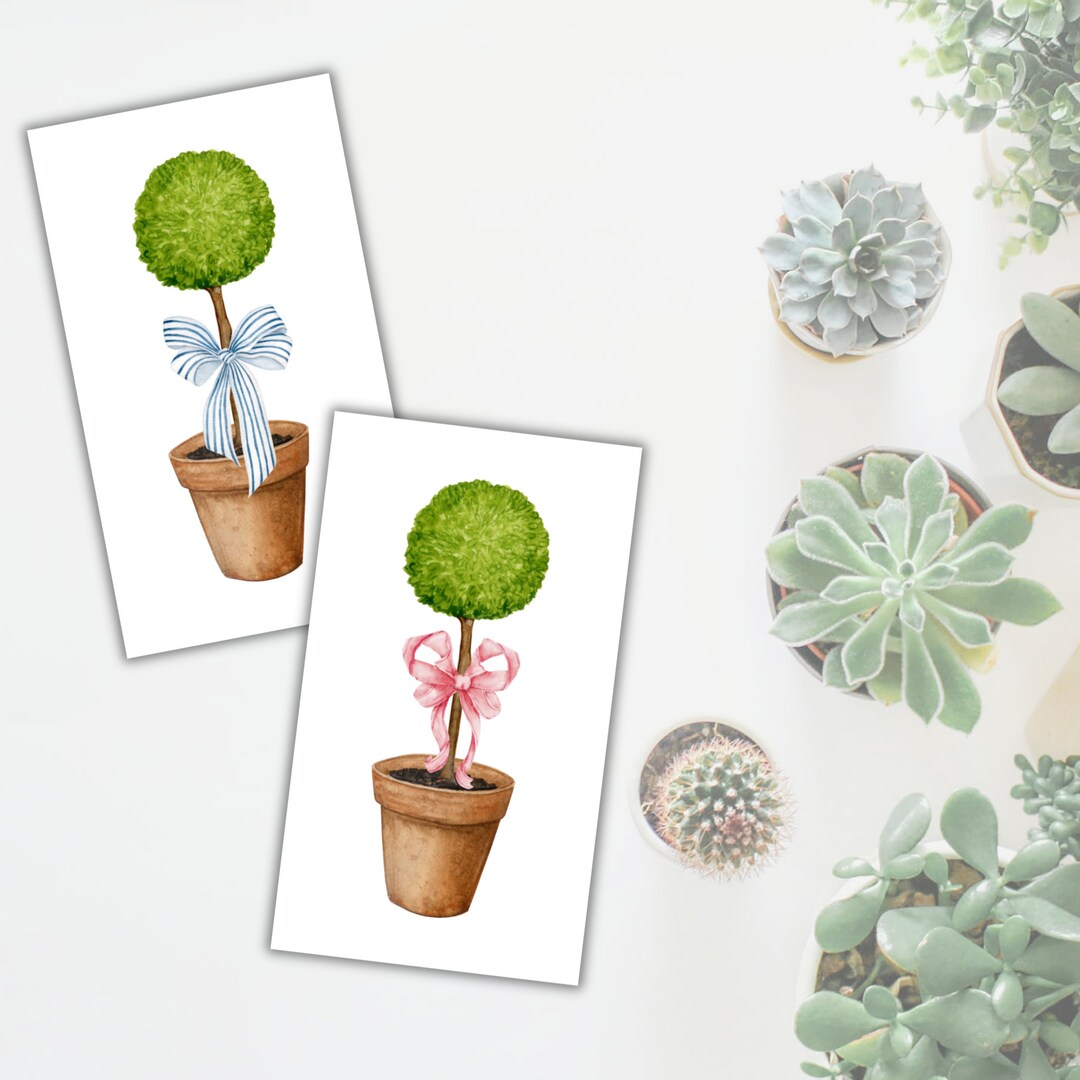Boxwood Topiary With Bow Printable Gift Tags - Etsy