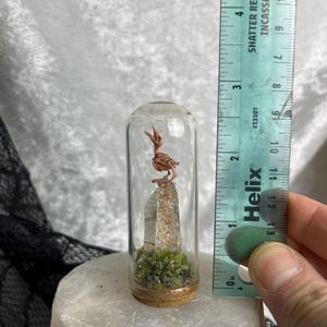 Halloween Miniature Raven Skeleton With Clear Quartz Crystal and Pyrite ...