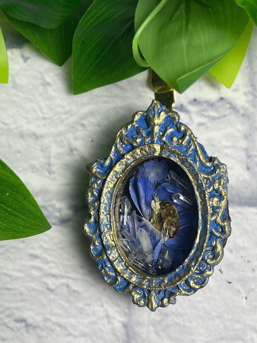 Real Taxidermy Honey Bee Drone in Tiny Ornate Frame Shadowbox Display ...