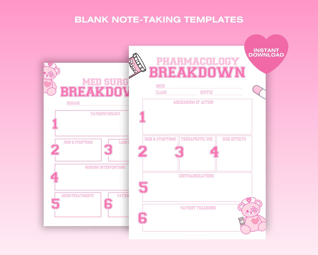 Nursing Note-taking Templates | Pharmacology & Med-surg | Nursing ...