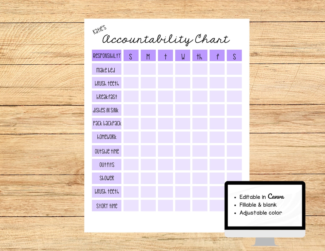 Weekly Accountability Chart - Etsy