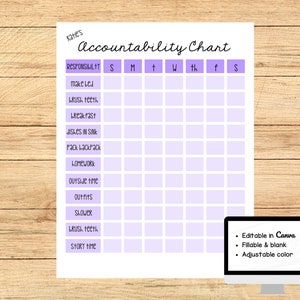 Weekly Accountability Chart - Etsy