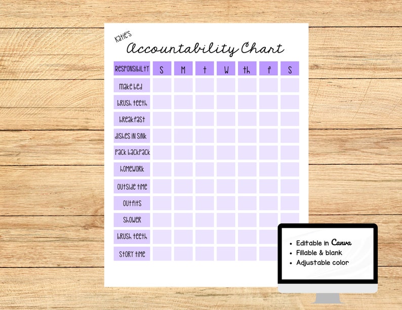 Weekly Accountability Chart - Etsy