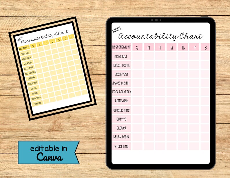 Weekly Accountability Chart - Etsy
