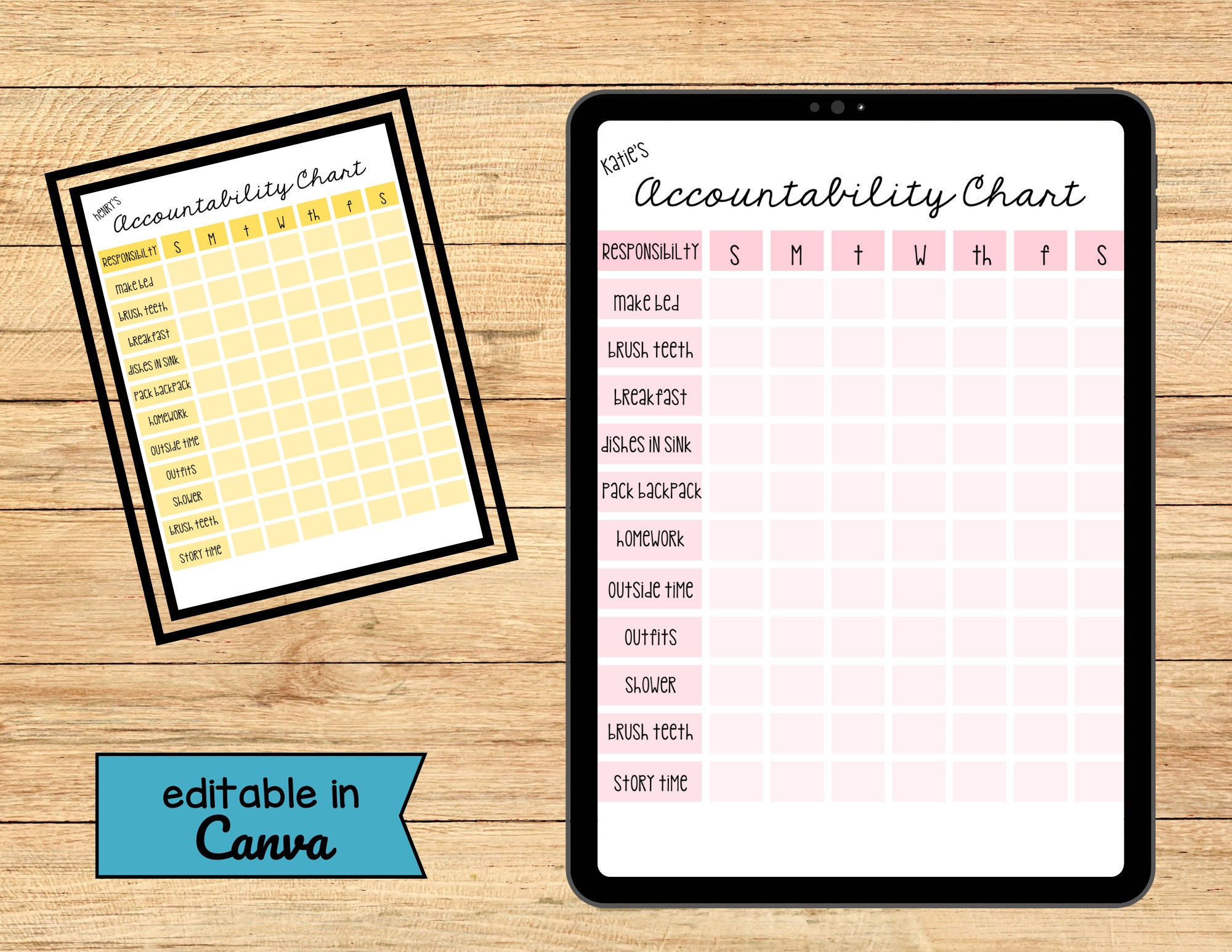 Weekly Accountability Chart - Etsy