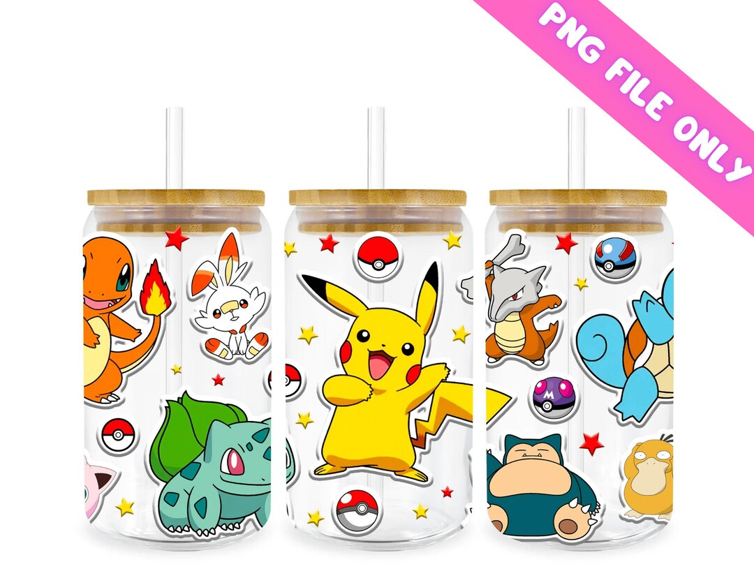 Pokemon 16oz Glass Can Wrap, Pikachu 16 Oz Glass Can Png, 16 Oz Libbey ...