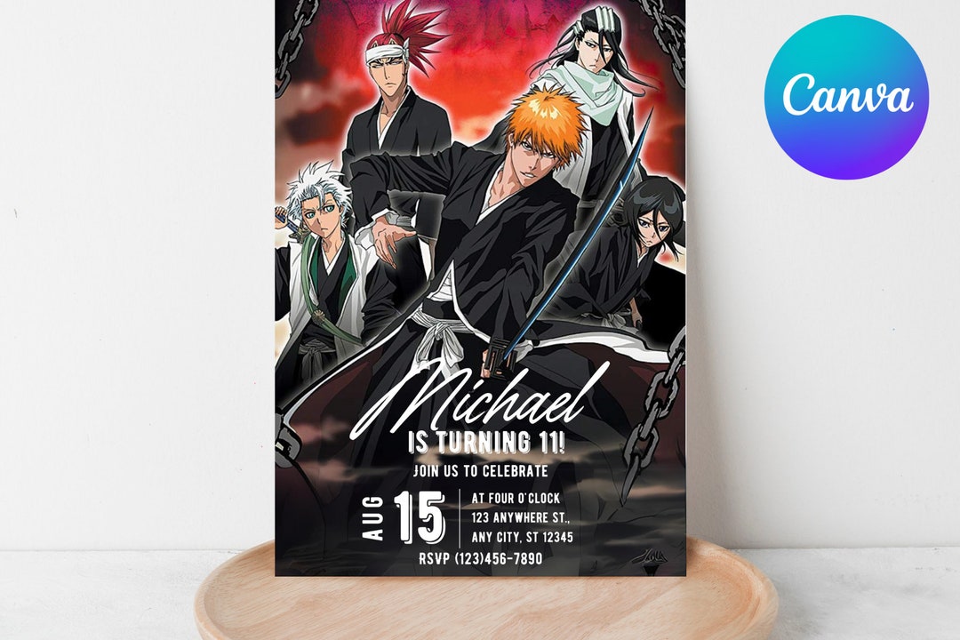 Editable Bleach Birthday Invitation Digital Birthday Party Invitation ...