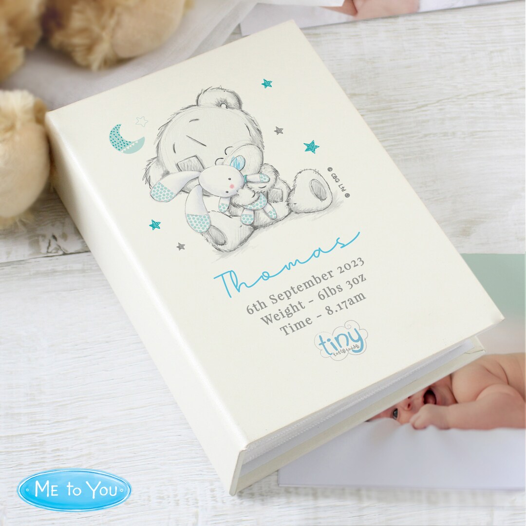 Personalised Tiny Tatty Teddy Blue Photo Album 6x4 Sleeved Album Baby ...
