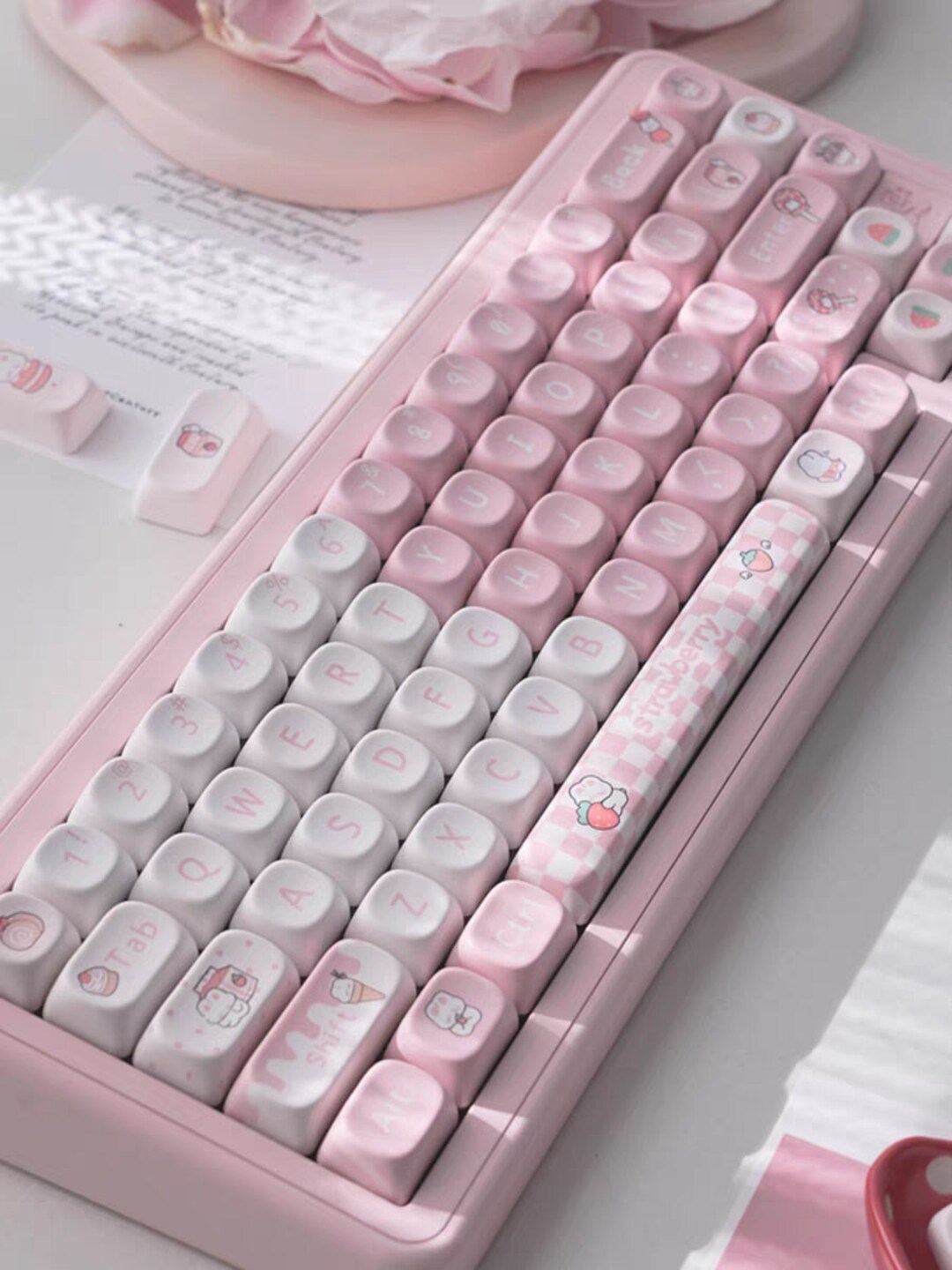 Strawberry Milk Bunny PBT MOA 138keys Keycaps Mechanical - Etsy