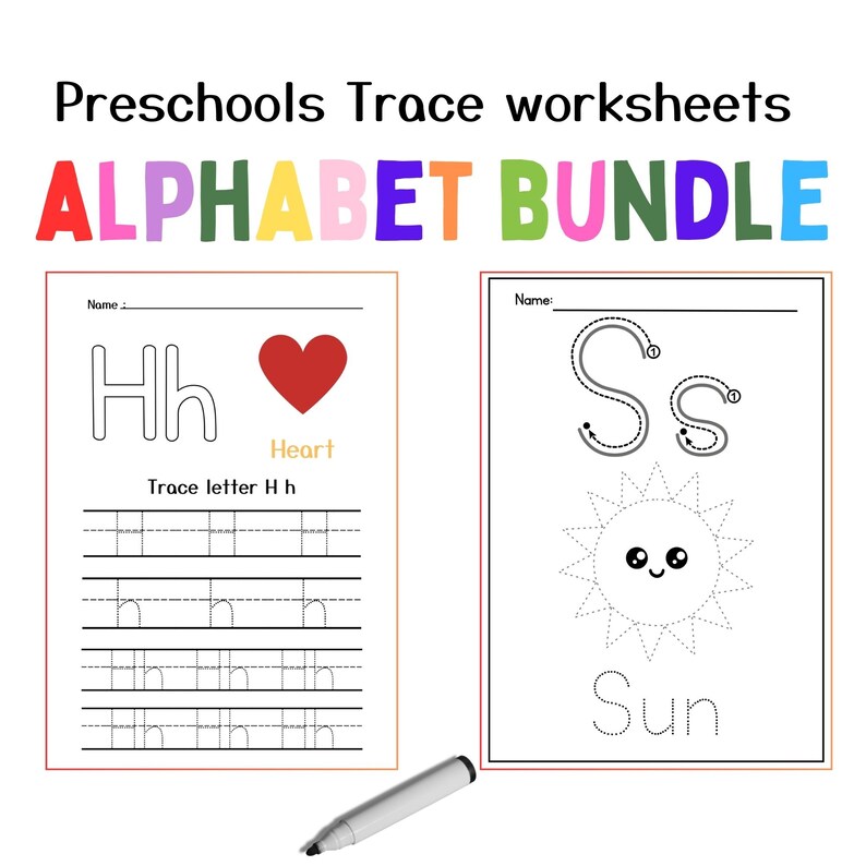 100 alphabet Worksheets Printable Tracing Coloring Homeschool Teacher ...