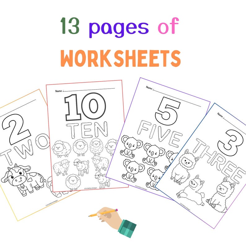 13 Printable Numbers Coloring Pages, Coloring Pages for Kids, Preschool ...