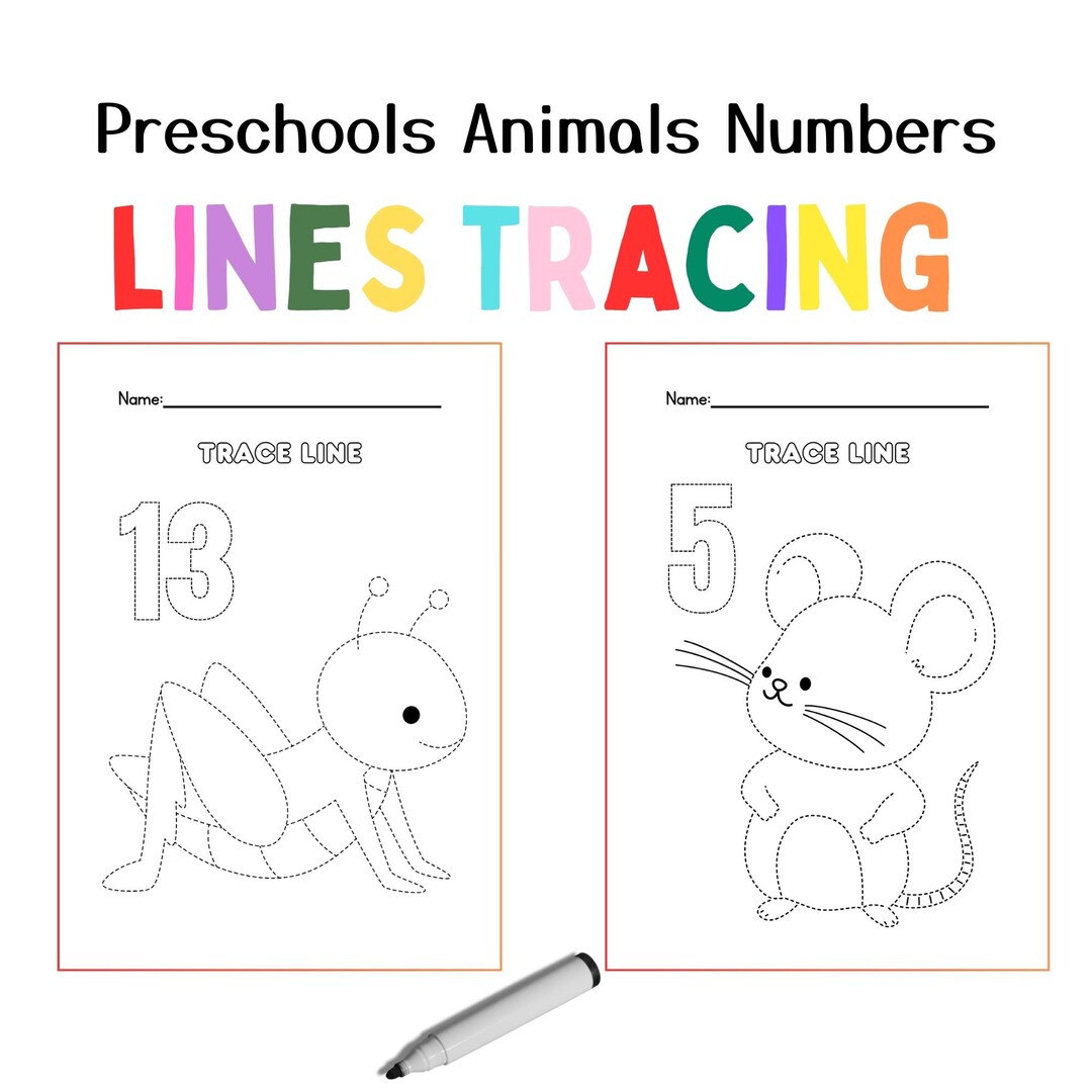 20 Jumbo Tracing Worksheets, Printable Preschool Trace Pages ...