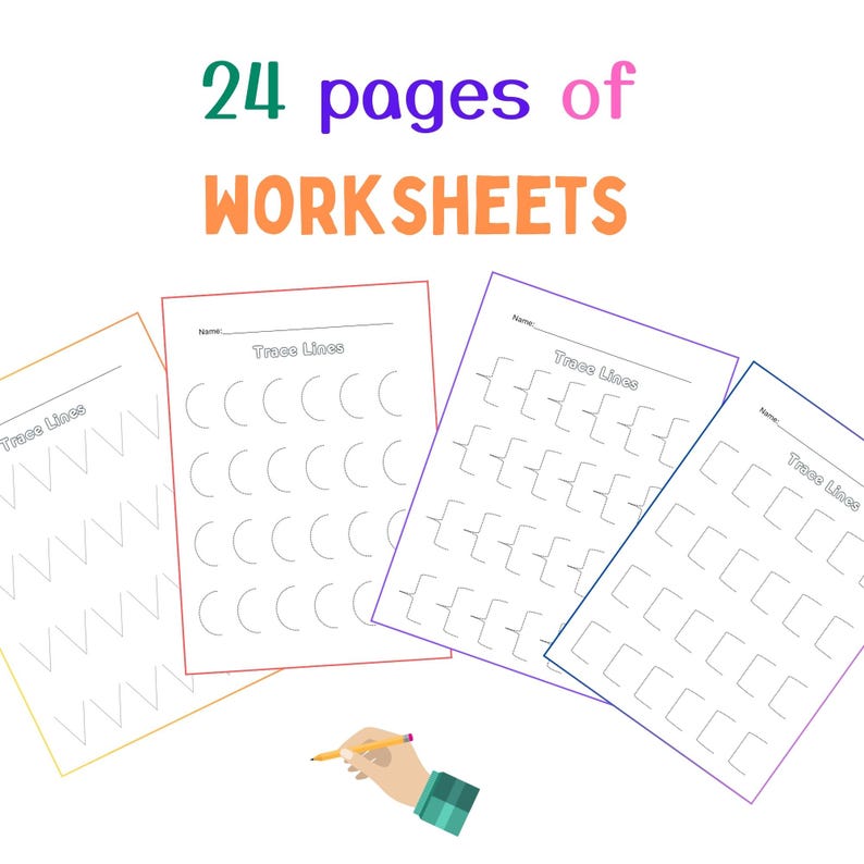 24 Printable Beginning Tracing, Trace the Lines Worksheets for Kids ...