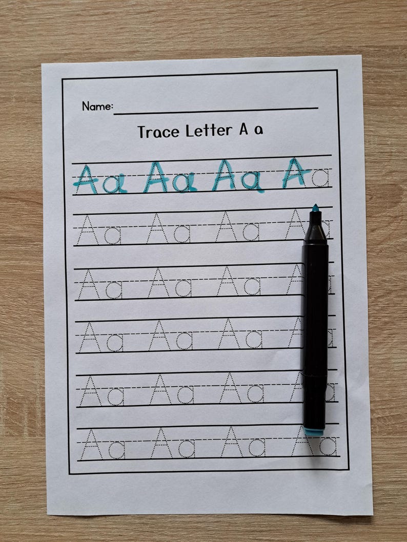 26 Printable Upper Lower Trace the Alphabet Worksheet, Preschool-kdg ...