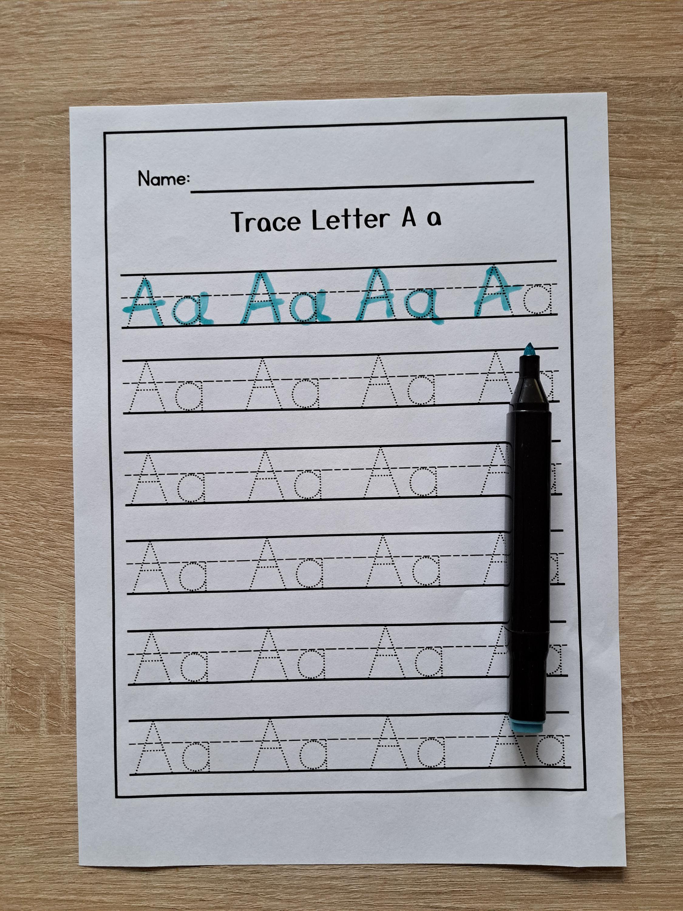 26 Printable Upper Lower Trace the Alphabet Worksheet, Preschool-kdg ...