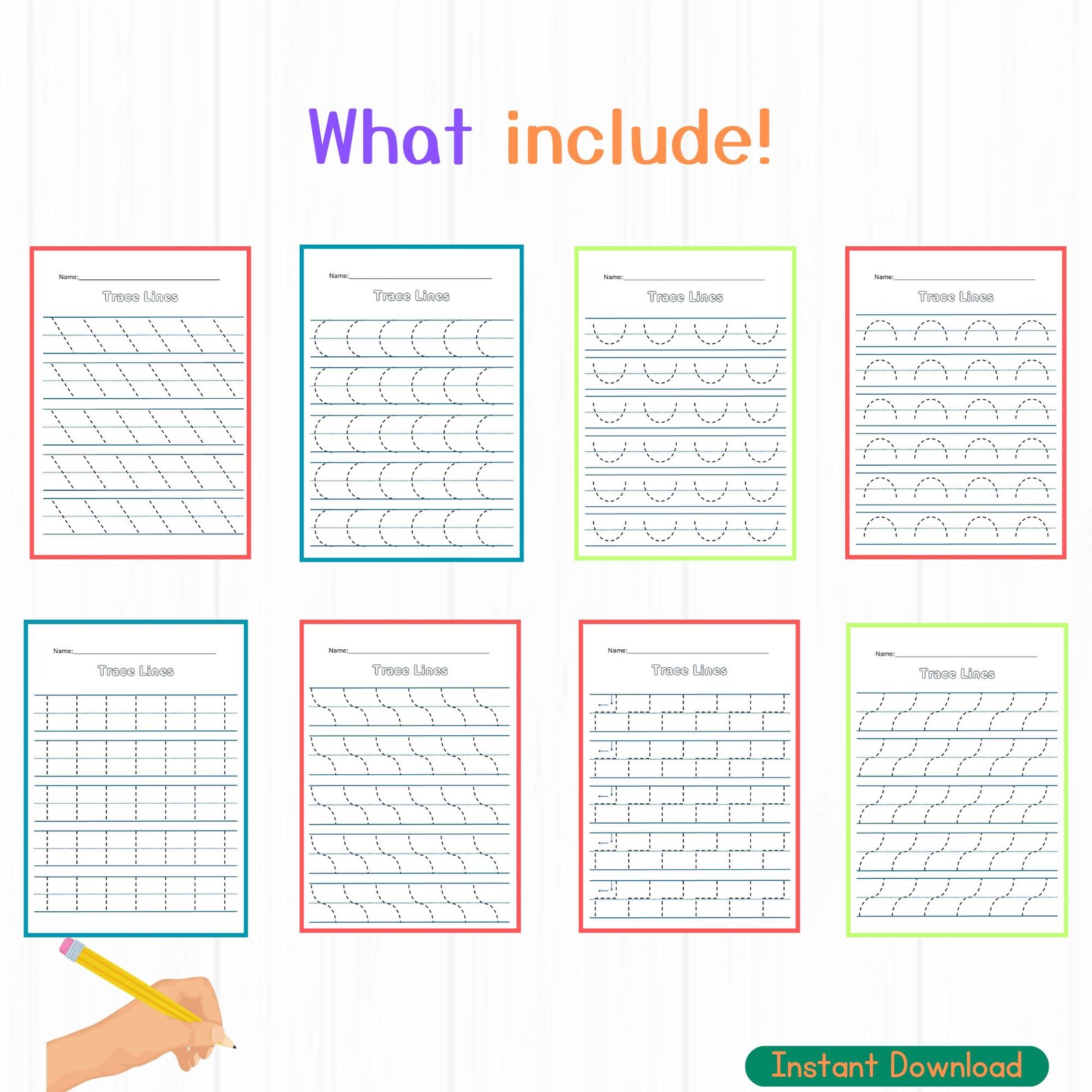 Preschool Line Tracing Worksheets: 24 Page Beginner Handwriting (PDF ...