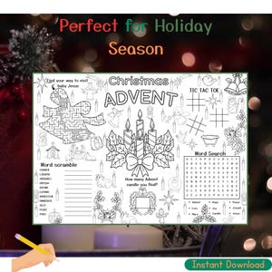 Advent Activity Placemat, Coloring Page Activity for Kids, Christian ...