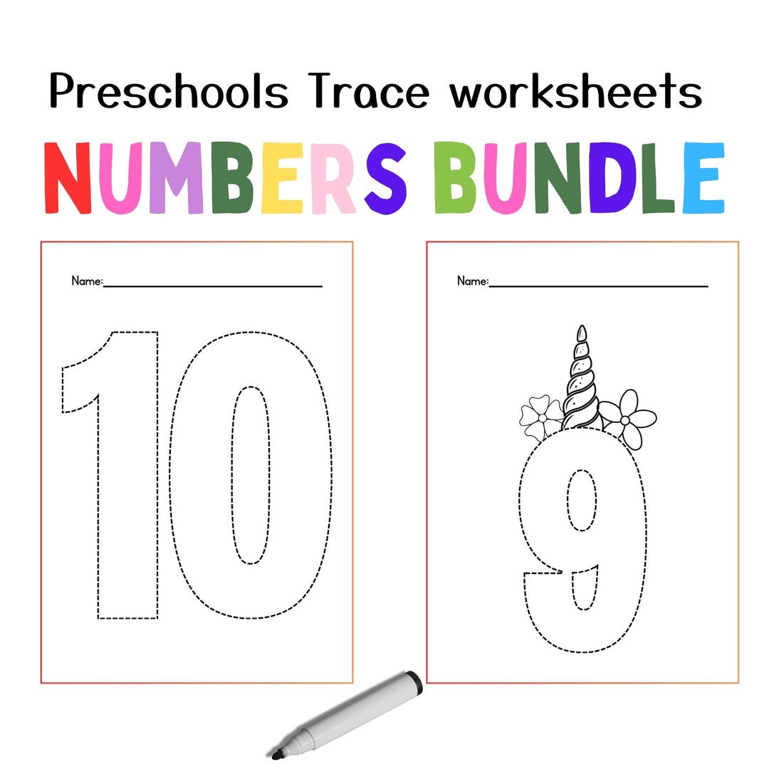 100 Number Tracing Bundle Worksheets, 123 Tracing, Handwriting Practice ...