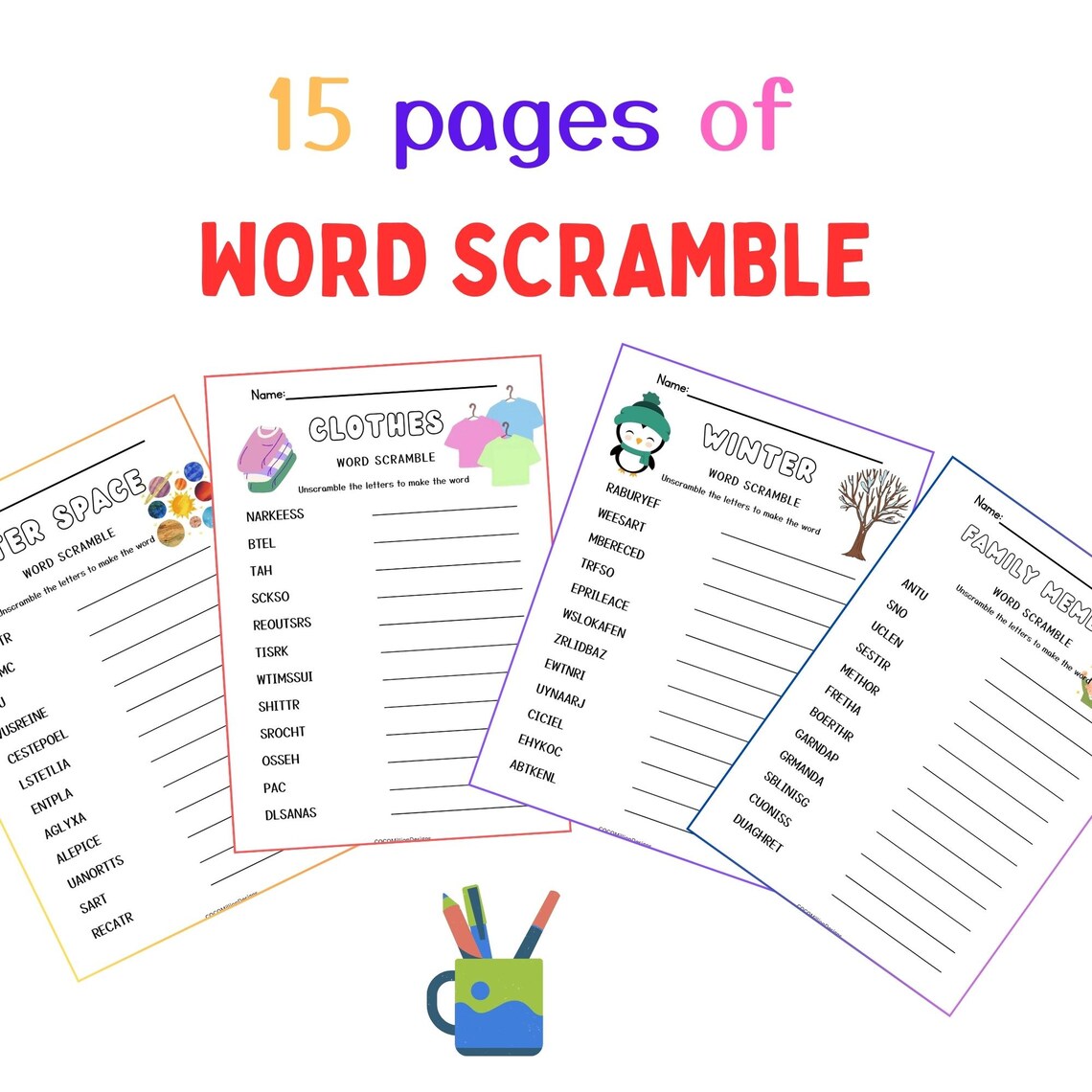 Printable Word Scramble, Word Scramble for Kids, Word Scramble ...