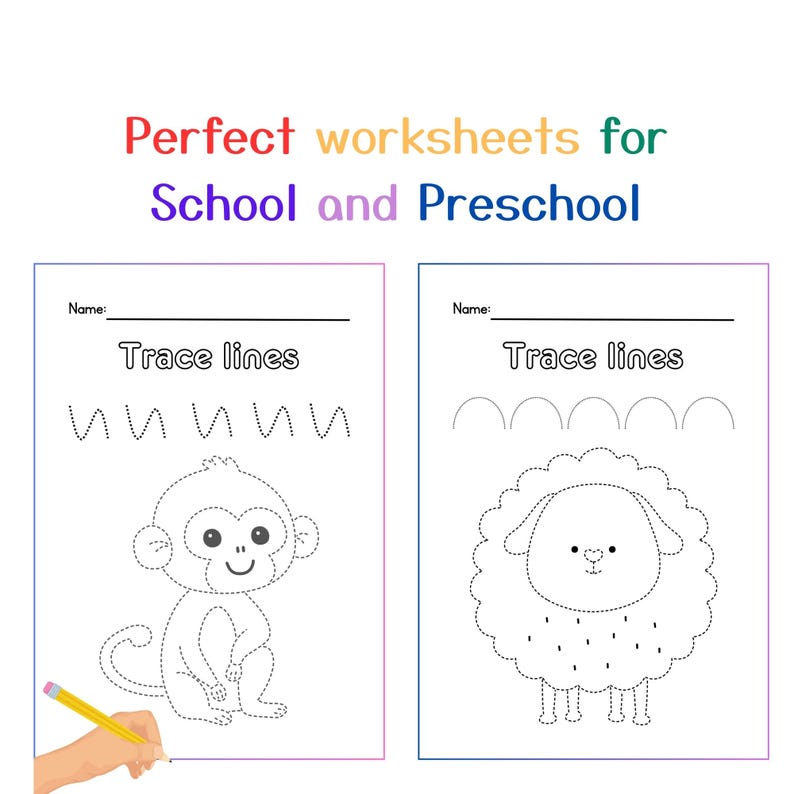 80+ Preschool Line Tracing Worksheets Bundle, Line Trace Printable ...