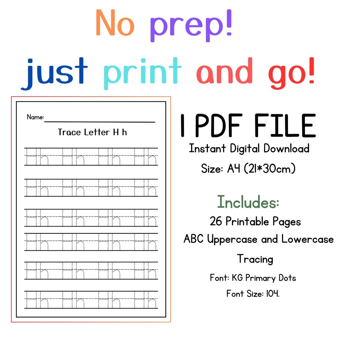 26 Printable Upper Lower Trace the Alphabet Worksheet, Preschool-kdg ...