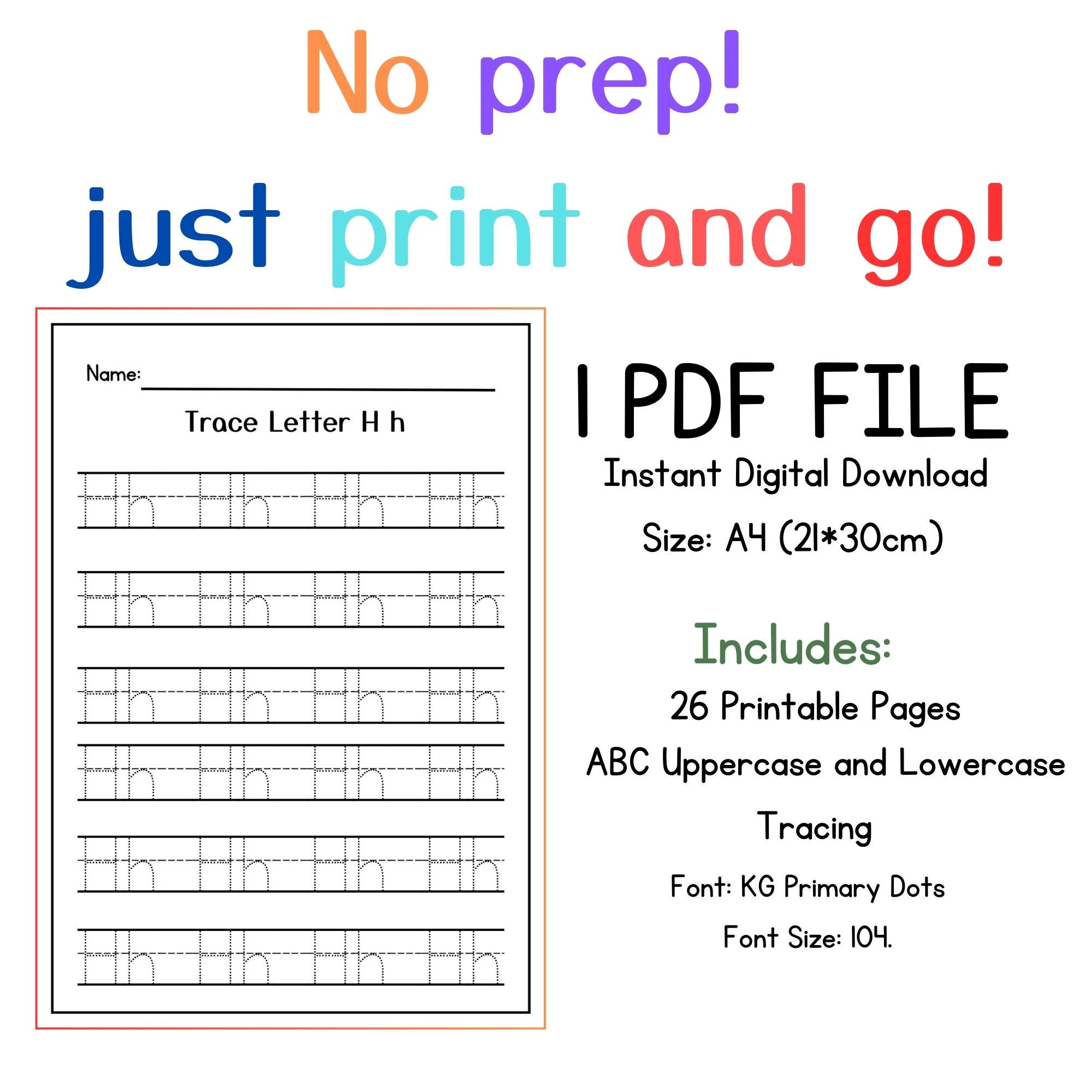 26 Printable Upper Lower Trace the Alphabet Worksheet, Preschool-kdg ...