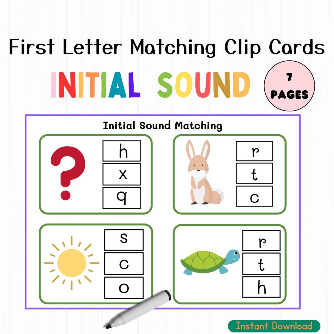 Initial Sound Matching Clip Cards Activity, Fun Alphabet Activity for ...