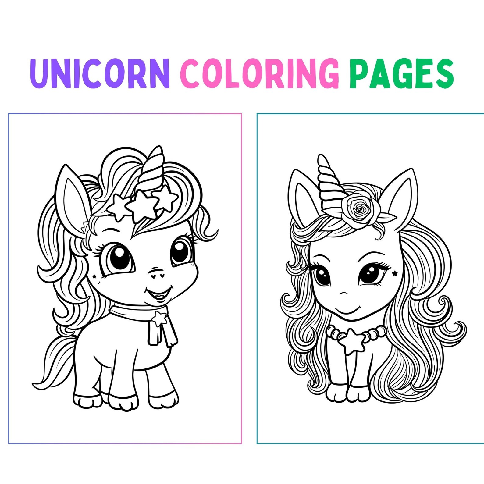 25 Cute Unicorn Coloring Pages for Kids. Kawaii Unicorn Coloring Pages ...