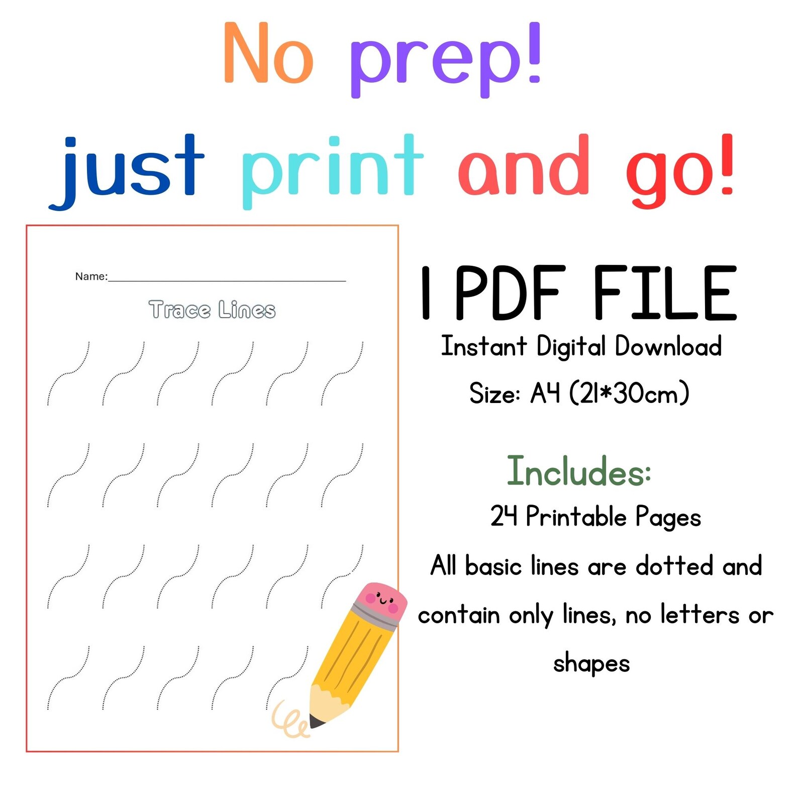 24 Printable Beginning Tracing, Trace the Lines Worksheets for Kids ...
