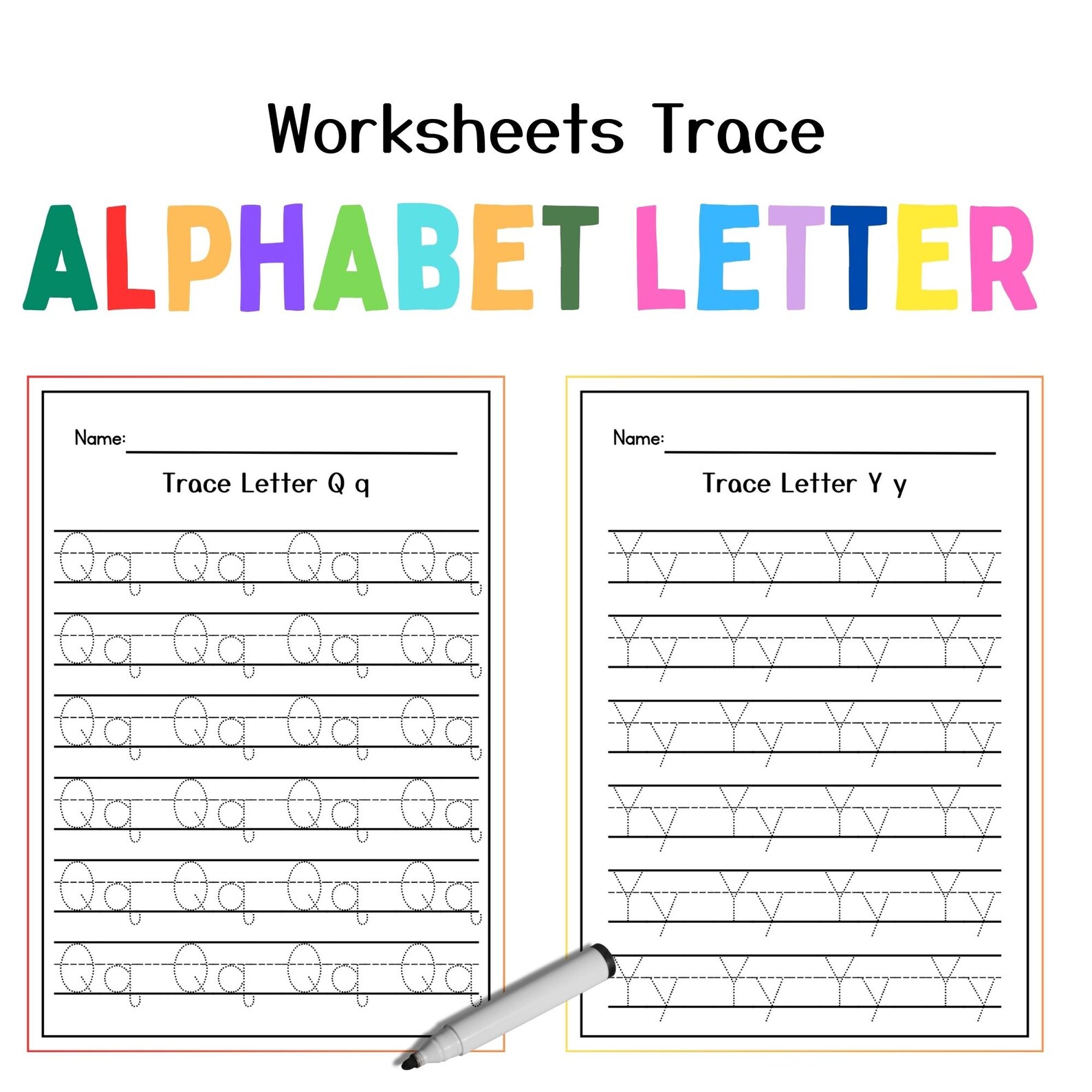 26 Printable Upper Lower Trace the Alphabet Worksheet, Preschool-kdg ...