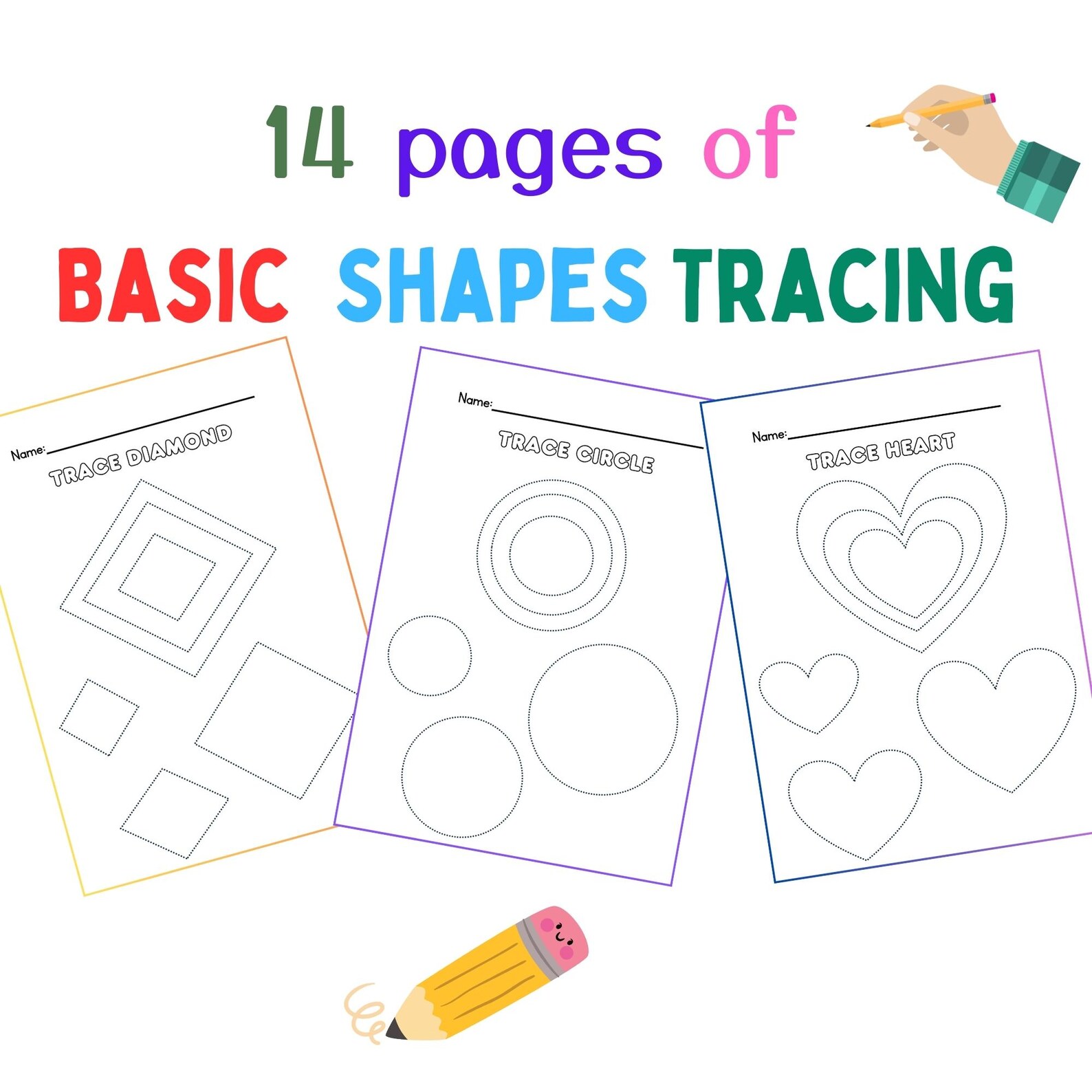 Shape Tracing Worksheet: Preschool Learning Resources (PDF) - Etsy