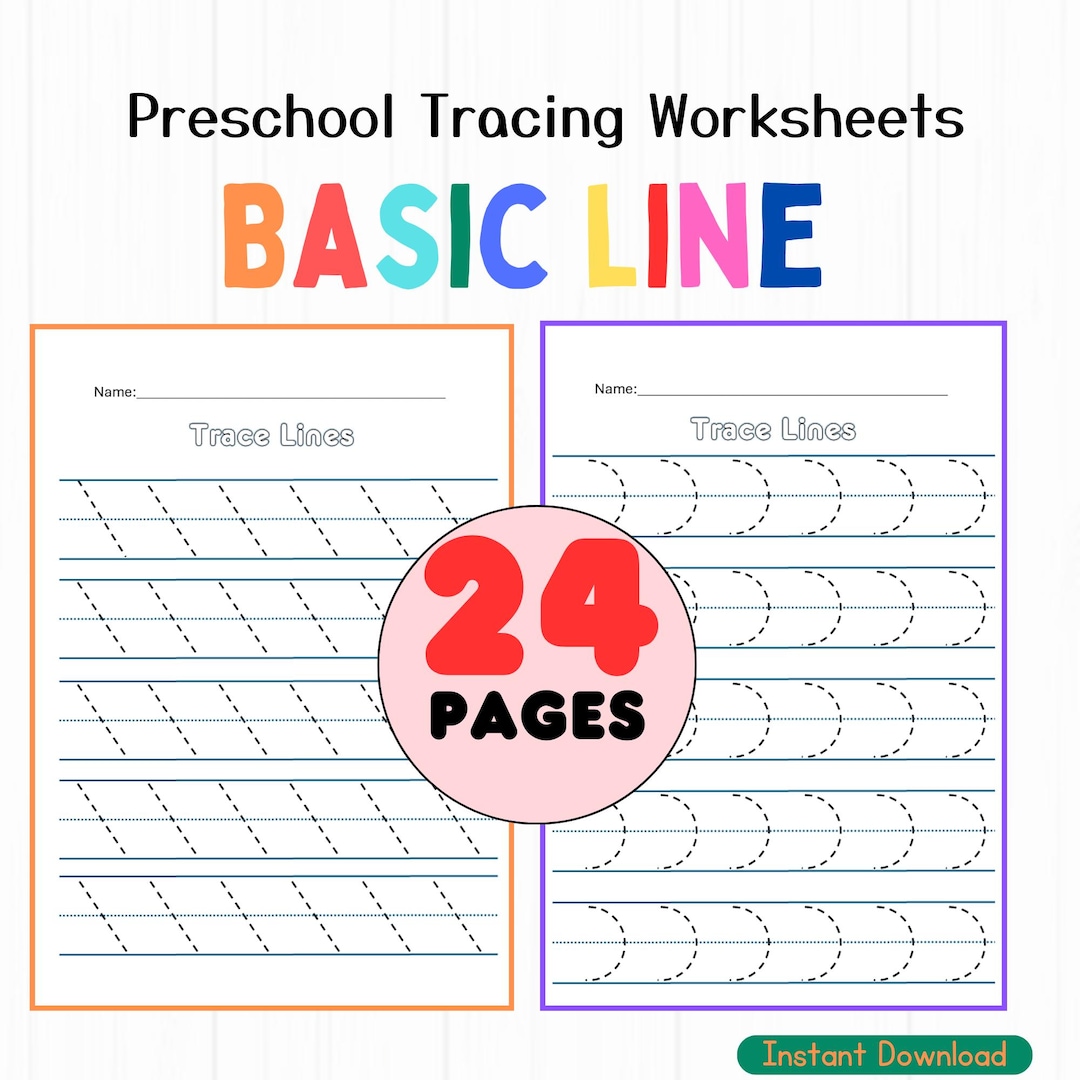 Preschool Line Tracing Worksheets: 24 Page Beginner Handwriting (PDF ...