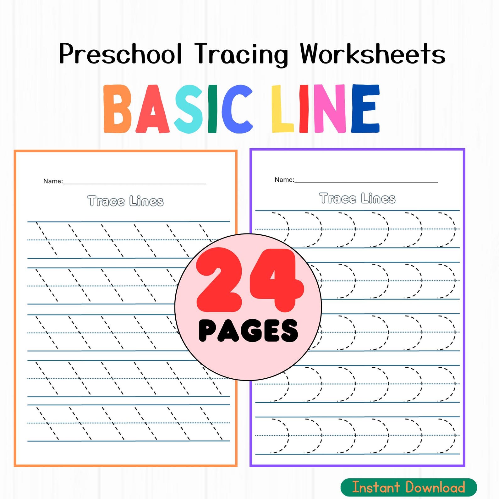 Preschool Line Tracing Worksheets: 24 Page Beginner Handwriting (PDF ...